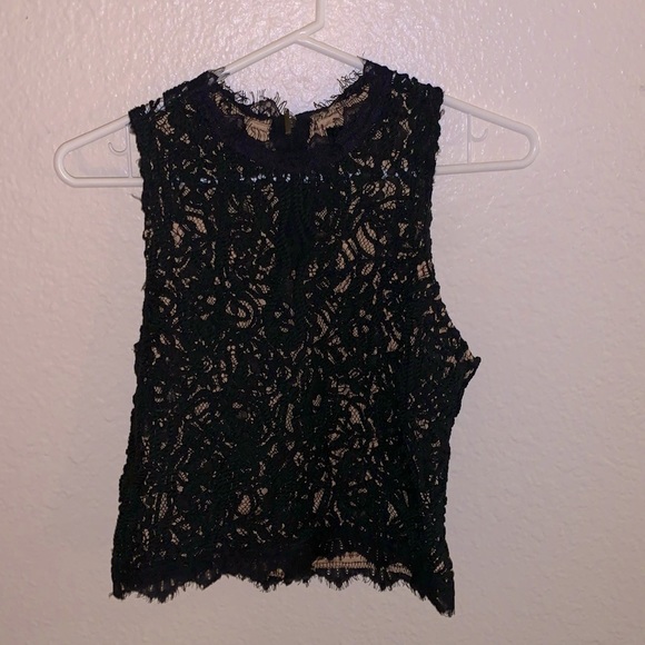 BKE | Tops | Black Tan Lace Overlay Tank Top | Poshmark